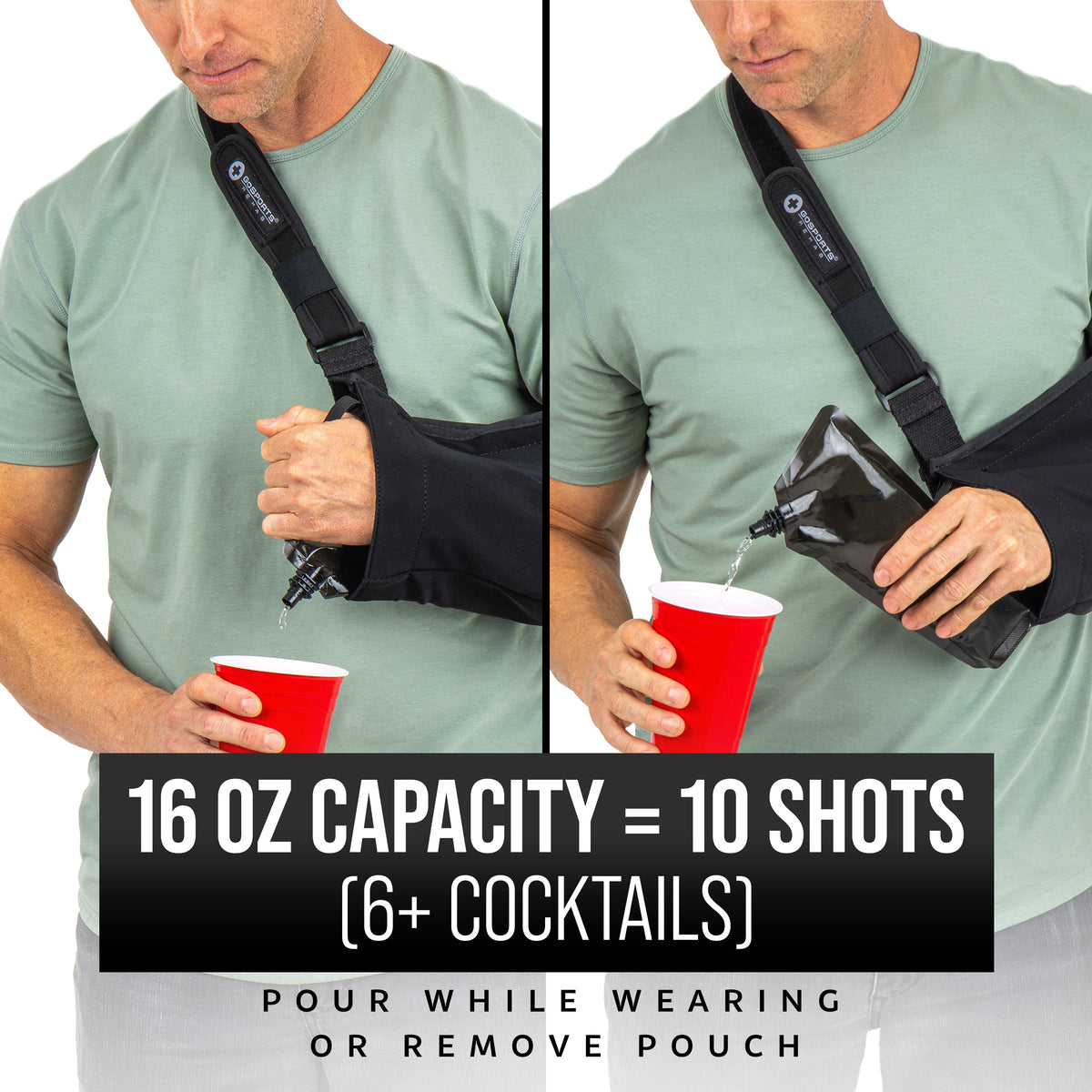 GoPong Arm Sling Flask (16 oz Total) - Hidden Alcohol Flask for Liquor
